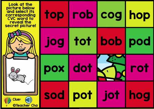 CVC Word Comprehension Short O with Audio Christmas Puzzle Reveal BOOM ...