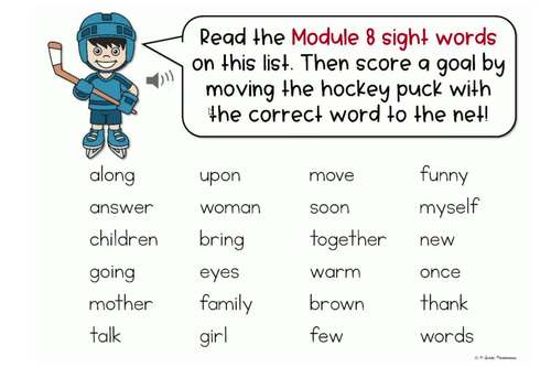 HMH Into Reading Grade 1 BOOM CARDS™ Module 8 Sight Words Hockey Theme