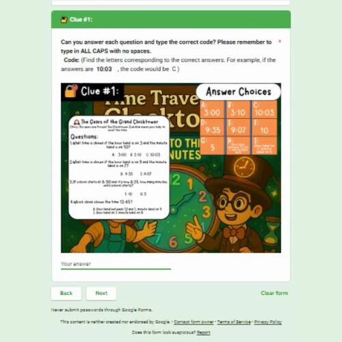 Telling Time to 5 Minutes Escape Room | 2nd Grade Math Game Digital & Print