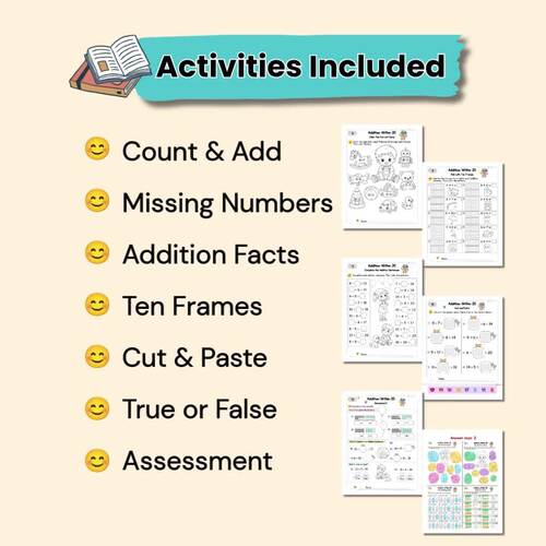 Addition Within 20 Worksheets | Math Activities | Grade 1–3 | Video Lesson
