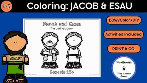 Bible Coloring Pages: Jacob and Esau by WorldSkoolie | TPT