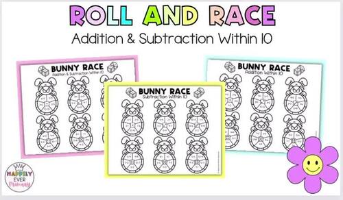 Spring Roll and Race Math Dice Games - Addition and Subtraction Within 10
