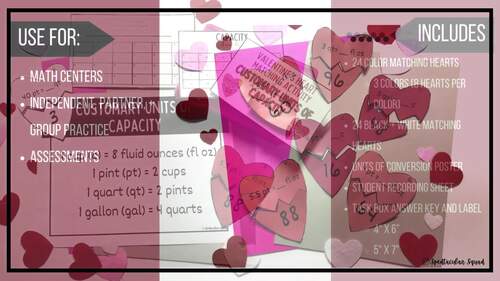 Customary Conversions of Capacity Valentine's Heart Matching Activity ...