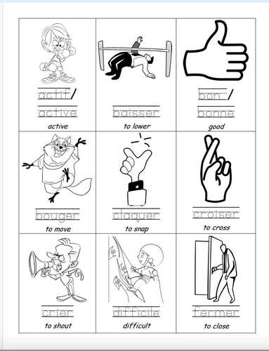 Core French Action Sequences Unit Vocabulary & Phrases Handout | TPT