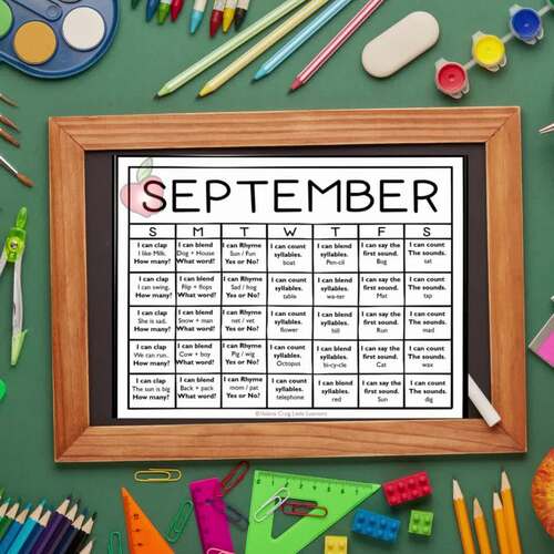 Phonemic Awareness Take Home Calendar Reinforce Early Literacy Skills