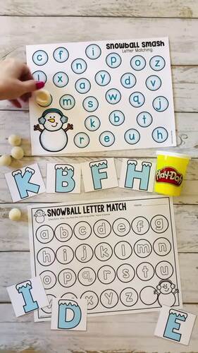 Winter Matching Uppercase and Lowercase Letters Smash Game | TPT