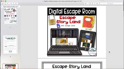 Digital Reading Escape Room - Story Elements - Escape StoryLand | TPT
