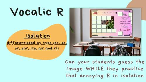 Vocalic R Activity for older students (Level 1) Isolation Boom & Slide Duo