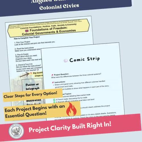 Colonial Civics Choice Board, HSS 5.4.5 Government, Economy Rights PBL ...