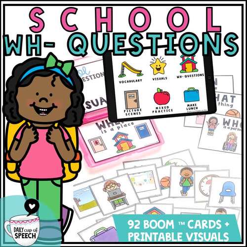 Back To School Wh Question Sort Speech Therapy | Who What When Where ...
