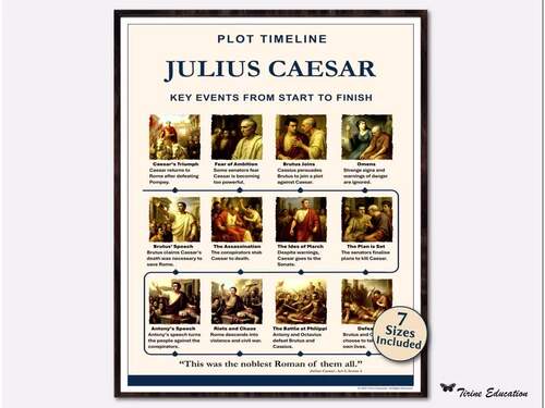 Julius Caesar Plot Timeline Poster | Shakespeare 12 Scene Professional ...