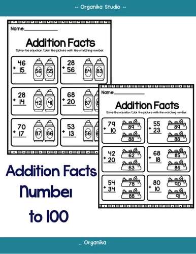 Additon with Picture Theme Back to school Bundle Worksheet | TPT