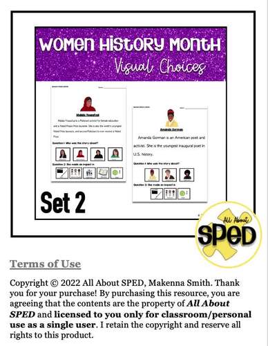 Women History Month Reading Comprehension SET 2, Special Education
