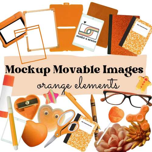 Orange Mockup Movable Elements PNG files with Transparent Background