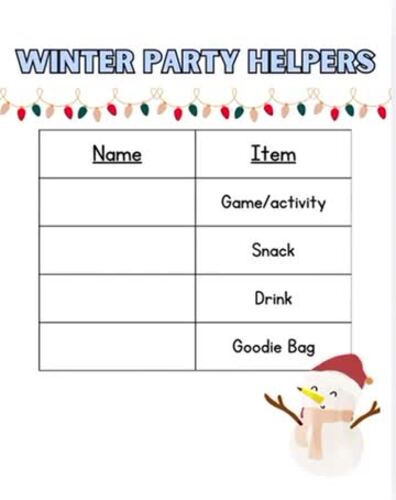 Class Party Sign Up Sheets and Reminder Slips by Teaching x2 | TPT