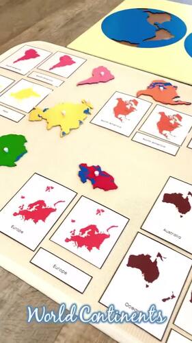 Continents of the World 3-Part Cards Montessori Primary | TPT