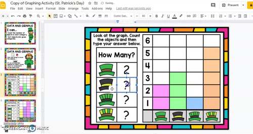 St. Patrick's Day Data and Graphing for Google Classroom Distance Learning
