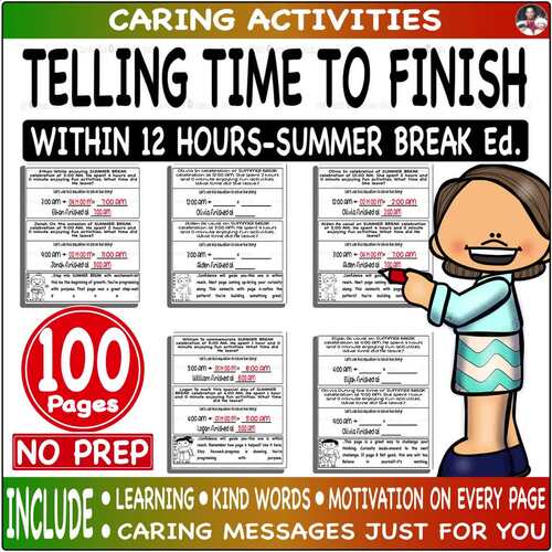Telling Time to Hour to time finish within 12 Hours Practice - Summer ...