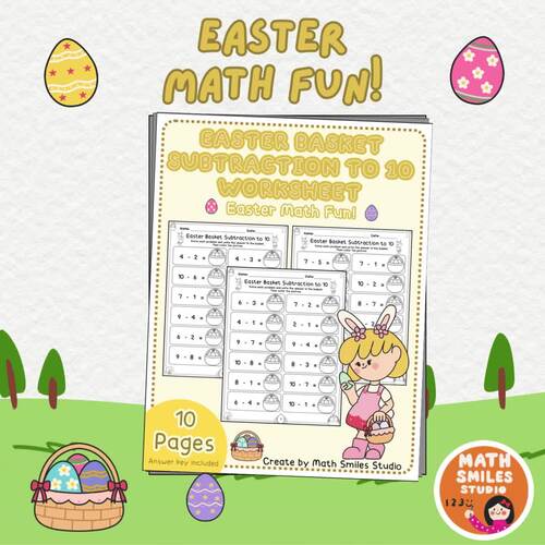 Easter Basket Subtraction to 10 Worksheets | Spring Math Practice | K ...
