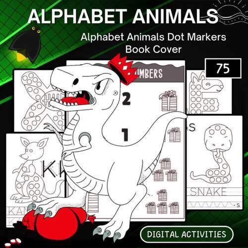 Alphabet Animals Dot Markers Book Cover by GLD Worksheet Kids | TPT