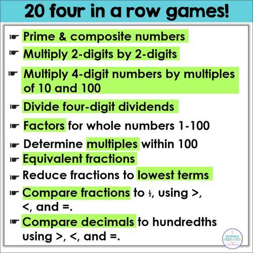 End of Year Fractions, Multiplication, Division - Math Review Games