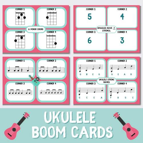 Ukulele : Four Corners Boom Card Music Game | TPT