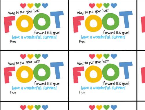 Cute Fruit by the Foot End of Year Gift Tag- Way to put your best foot ...