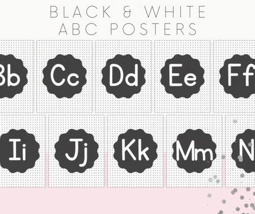Black and White Alphabet Posters | Black and White Classroom Decor