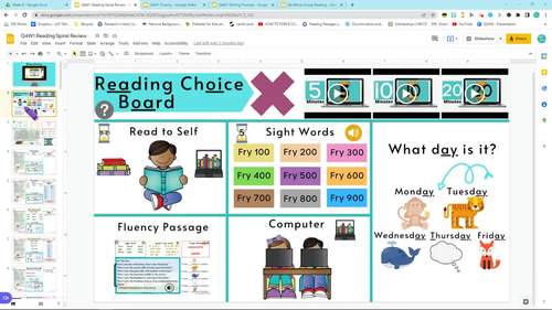 First Grade Digital Reading Choice Board Q4 Week2 | TPT