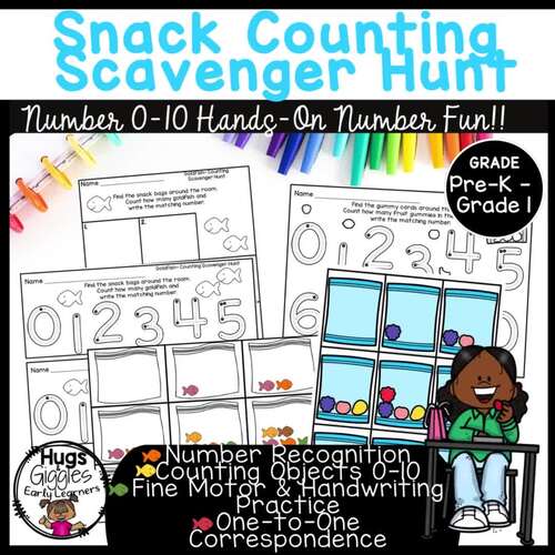 Snack Counting Scavenger Hunt | Numbers 0–10 Math Center Activity