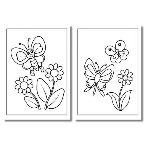 preschool coloring pages butterflies and flowers