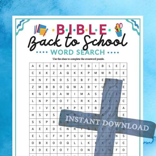 Bible Back to School Word Search Game, Christian Printable Activity
