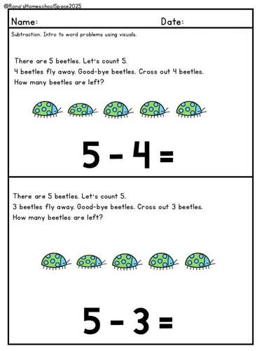 Spring Subtraction Word Problems & Take Away | Autism Friendly Worksheets