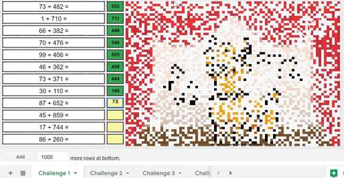 2 Digit Addition and 3 Digit Addition Pixel Art Math Practice Google Sheets