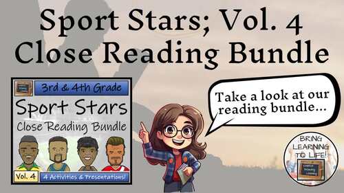 Sport Stars Volume 4 Close Reading Comprehension Bundle 3rd & 4th Grade