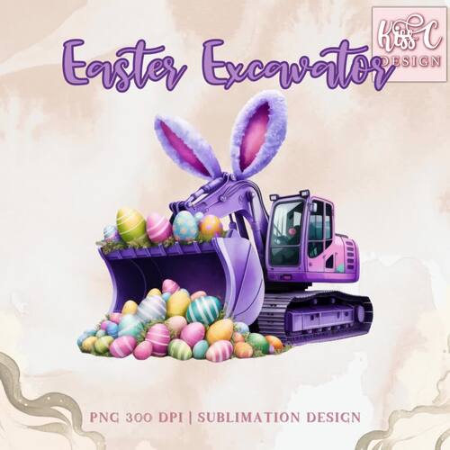 Easter Excavator PNG Clipart. A Cute Purple Construction Excavator Egg ...
