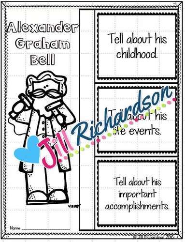 Biography Graphic Organizer Alexander Graham Bell Writing Project Template