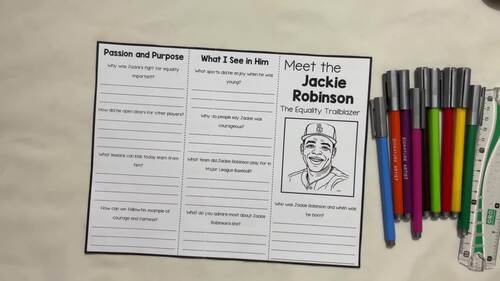 Jackie Robinson Craft Black History Month Craft Reading Comprehension