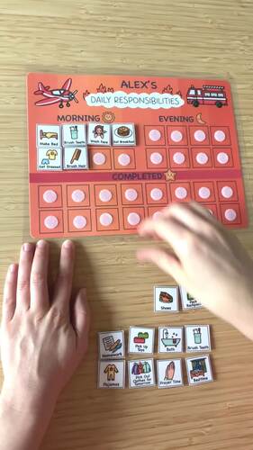 Daily Responsibilities Chart, Editable Pre-K Chore Chart Routine Visual ...