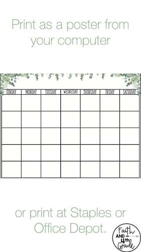 Plant Themed Greenery Classroom Decor Calendar Display | TPT