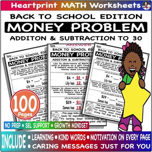 Addition and Subtraction Within 30 – Money Word Problems Practice - BTS ...