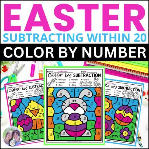 Easter Subtraction Color by Number Spring Math Facts Practice Coloring ...