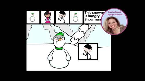 Feed the Snowman Winter Interactive Speech & Language Activity AAC Sentence
