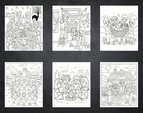 Thankful Thanksgiving Moments Coloring Pages | Gratitude & Fall Activity
