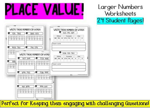 6 Digit Place Value Expanded and Word Form Worksheets for 2nd 3rd 4th ...