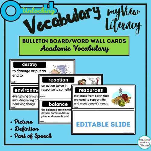 myView 2nd Grade Unit 5 Weeks 1-5 Editable Vocabulary Word Wall Cards ...