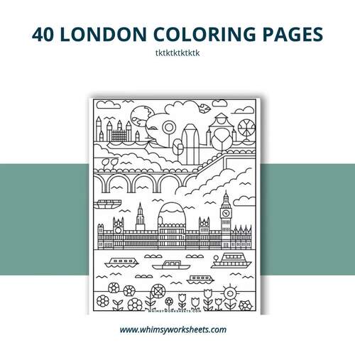 40 London Activities Coloring Pages by Whimsy Worksheets | TPT