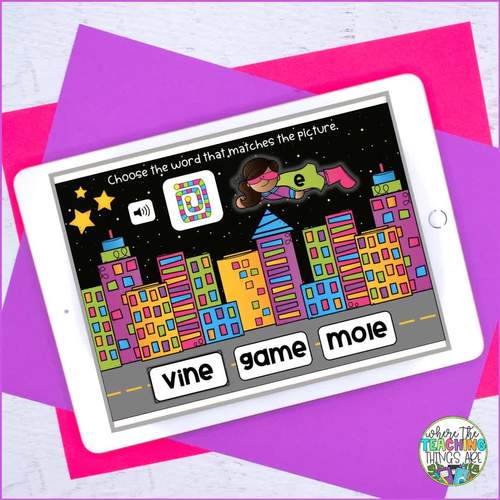 Silent E Boom Cards™ - Super E! by Where The Teaching Things Are
