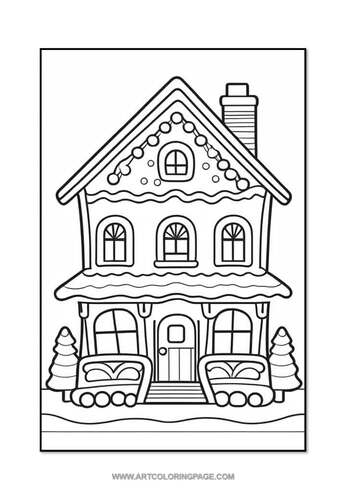 Christmas Coloring Page of Gingerbread House for Kids Vol. 1 – 100 Pages