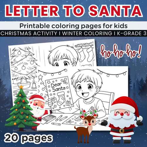 Letter to Santa Coloring Pages for Kindergarten, Fun Christmas & Winter ...